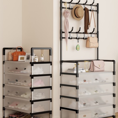 门口简易鞋架家用室内多层防尘省空间结实宿舍入户收纳鞋帽一体架