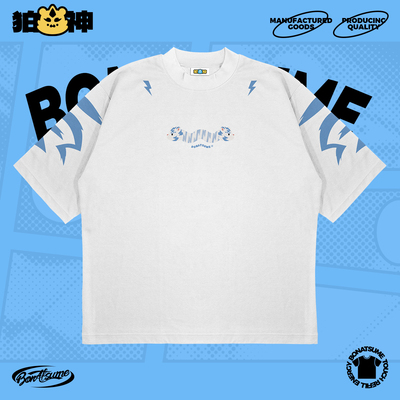 【BON】2025春夏短袖T恤双头虎白刃休闲宽松福瑞FURRY210g纯棉