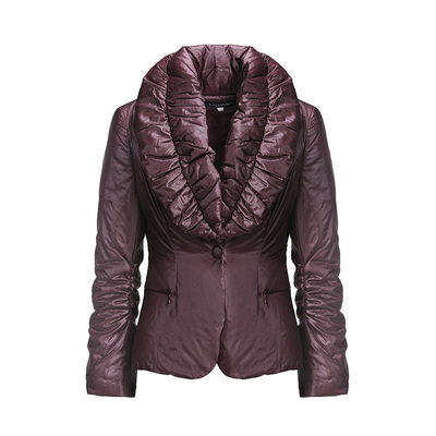 [轻柔百搭]LIANGNUO靓诺LN酒红简约短款羽绒服白鸭绒服女NY13644A