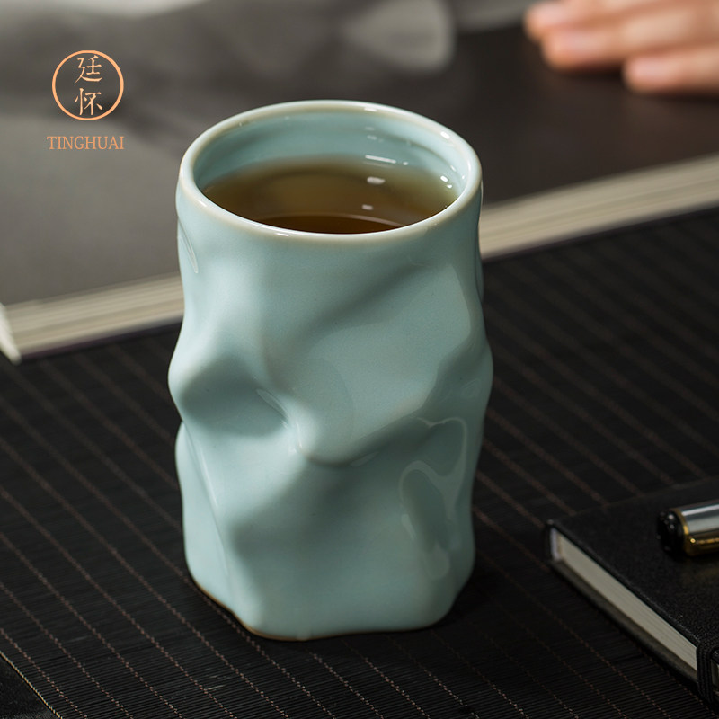 廷怀窑汝窑茶杯陶瓷手工茶杯品茗杯主人杯单杯汝州汝瓷开片个人杯