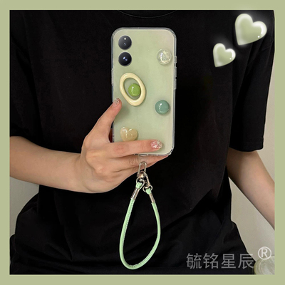 适用小米mixfold4手机壳flip2翻盖mixflip折叠屏mixfold2新款mixfold3小清新折叠款绿色牛油果立体带挂绳创意