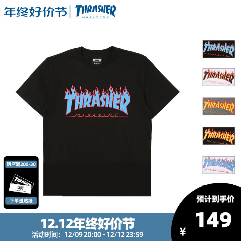 【THRASHER官方】JLP日版 FLAME S/S T-SHIRT经典火焰logoT恤_虎窝淘
