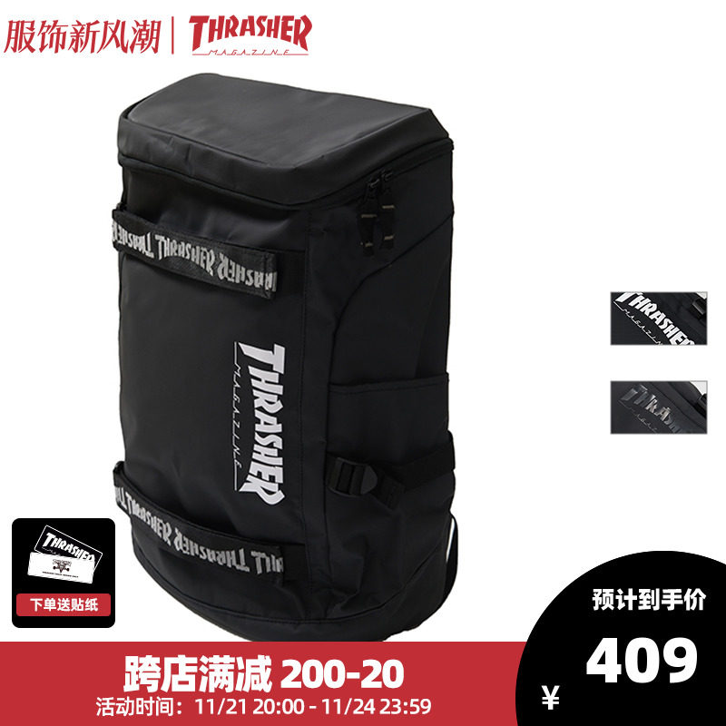 【THRASHER官方】Backpack 30L长方筒状立体箱包大容量双肩背包_虎窝淘