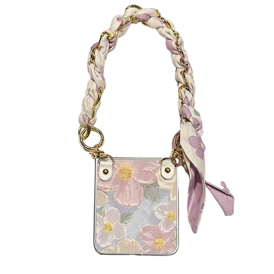 油画花手机壳斜挎挂绳手提