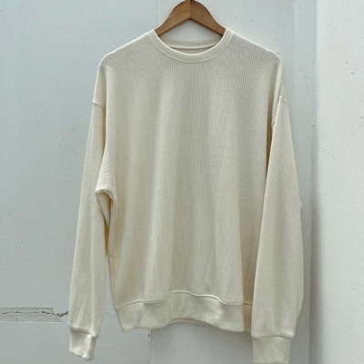 17205「WAFFLE L/S TEE」复古宽松华夫格长袖卫衣T恤