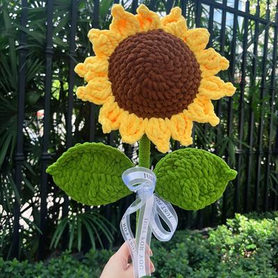 成品手工编织毛线 线大向日葵毕业花束创意生日礼物一举夺魁送老