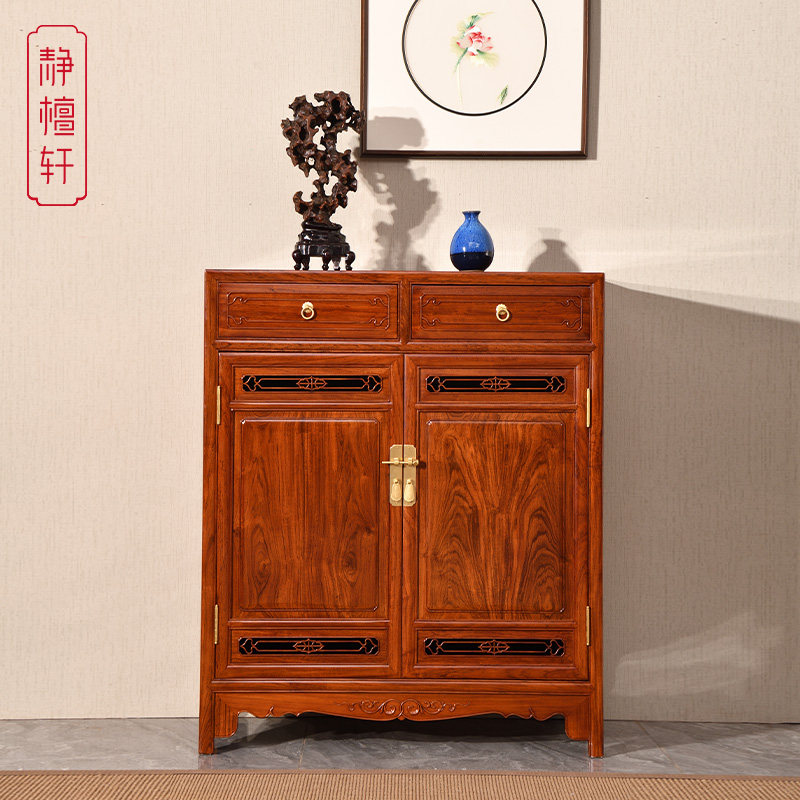 红木家具中式鞋柜非洲酸枝木门口入户鞋柜小户型实木家用鞋子架子