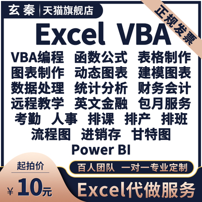 excel表格代制作数据处理分析vba宏编程序公式函数设计做图表定制