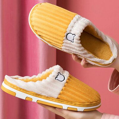 Smile Pop Women Confinement Soft Cotton Slippers Warm Non-sl