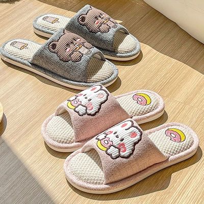 Comwarm Cute Cartoon Slippers For Women Summer Linen Woman'