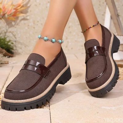 New plus size Womens Shoes Fashion thick soled loafers Heigh