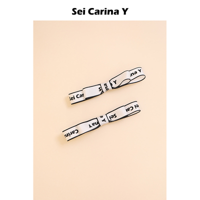 SeiCarinaY白底黑边logo发夹