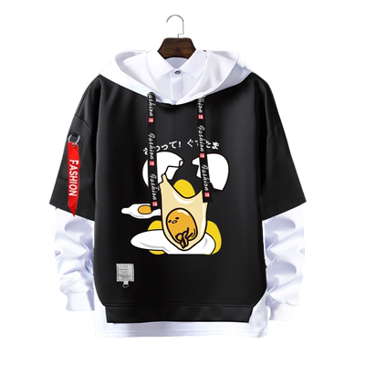 蛋蛋卫衣蛋黄哥假两件连帽