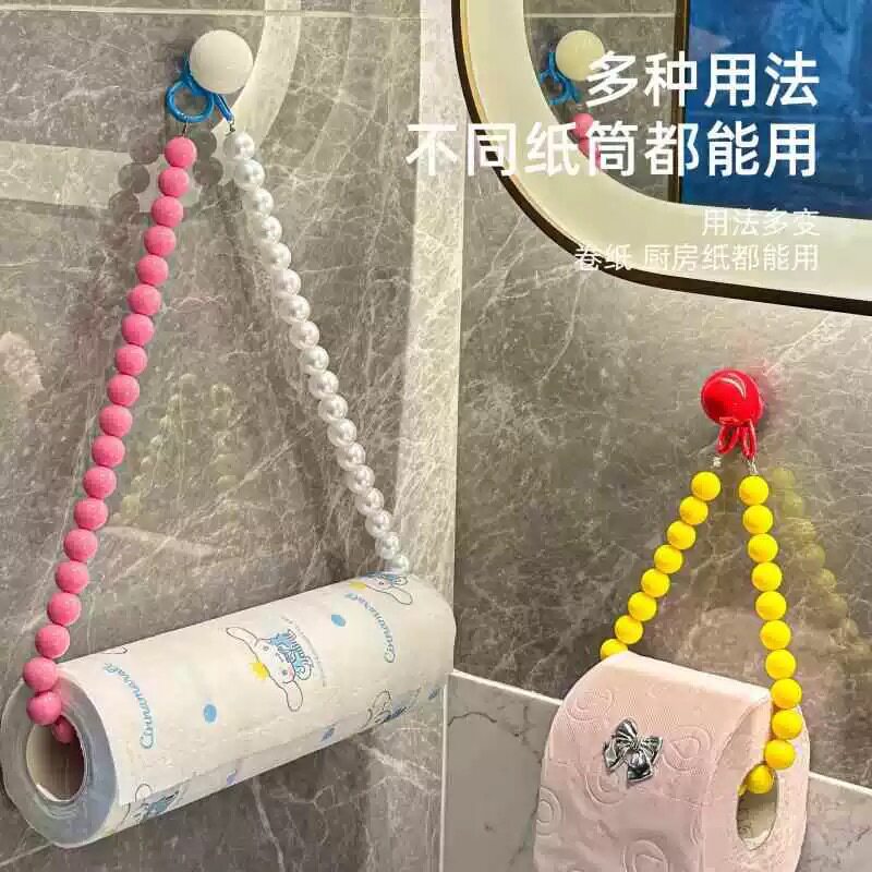 可爱卷纸架免打孔壁挂式卫生间纸巾架卡通毛绒布艺抽纸巾套卷纸筒