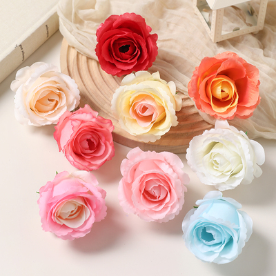 6cm仿真玫瑰花头DIY花环装饰
