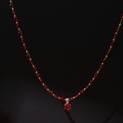 西町村屋复古风锁骨链女款甜美满天星小众氛围感项链XABA40172