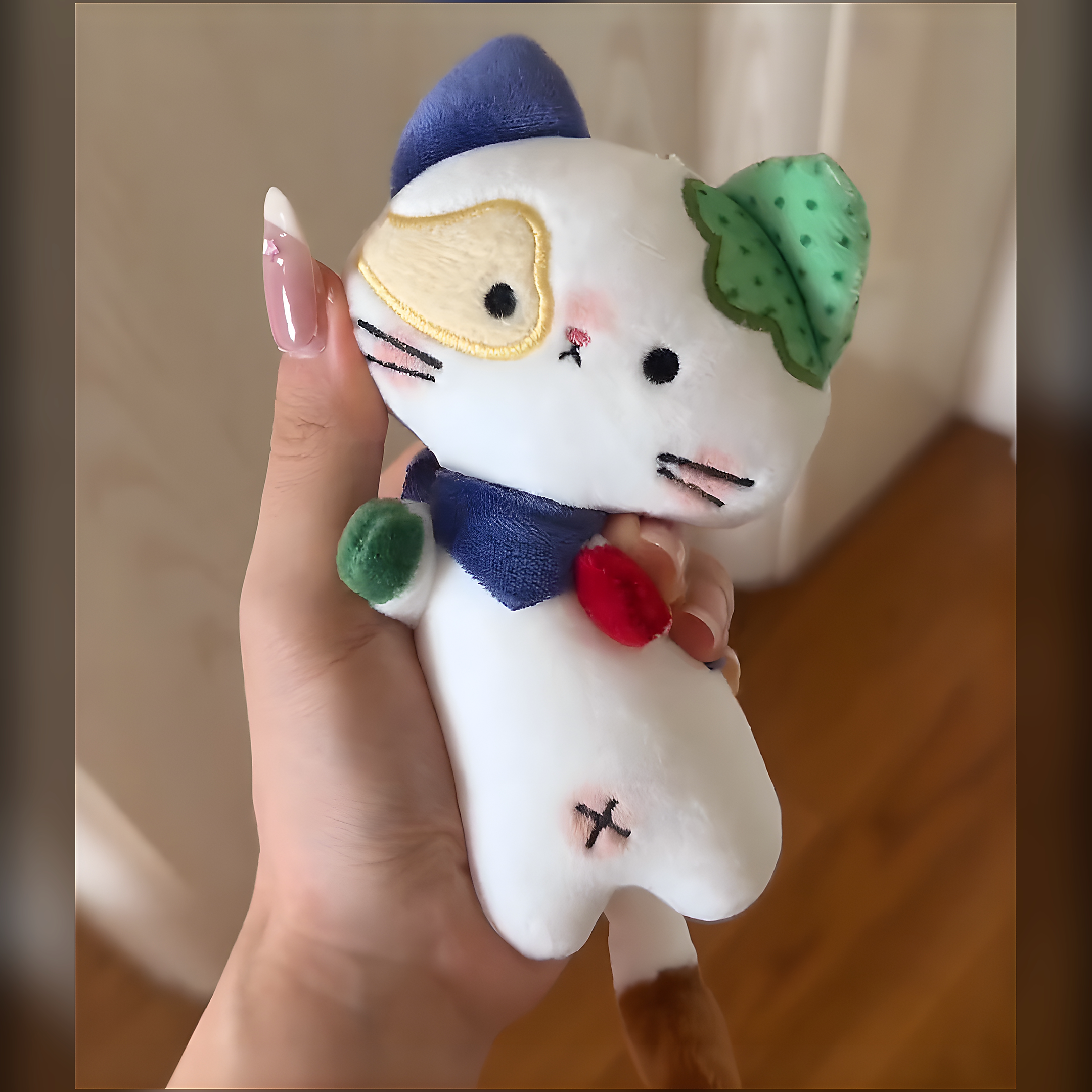 拼接猫咪大耳朵图图小乖棉花娃娃15cm可爱毛绒挂件超软少女心礼物