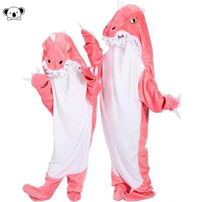 Z 56590 Couple Home Pyjamas Flannel Dinosaur法兰绒睡衣