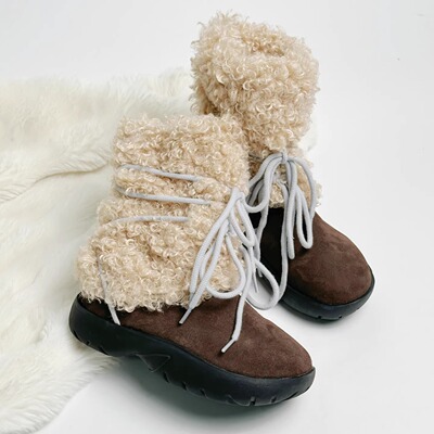 TBT “好看的”  费尔岛风毛毛雪地靴 抗寒神器25新款保暖 雪地靴