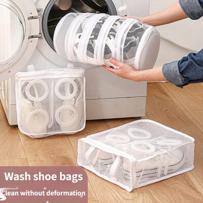 Mesh Washing Machine Shoes Bag Anti-deformation Zipper Laund