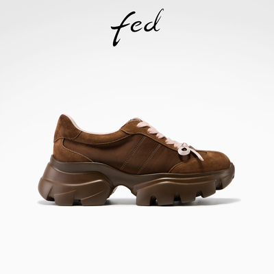 fed复古老爹鞋春季新款女鞋褐履行野休闲鞋增高厚底鞋女款YAB016