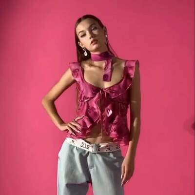 Badee荷叶边夏款辣妹背心