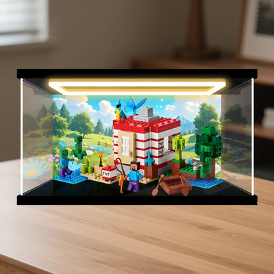 贝格宝适用21275我的世界TNT 丛林房屋积木摆件亚克力灯光收纳盒