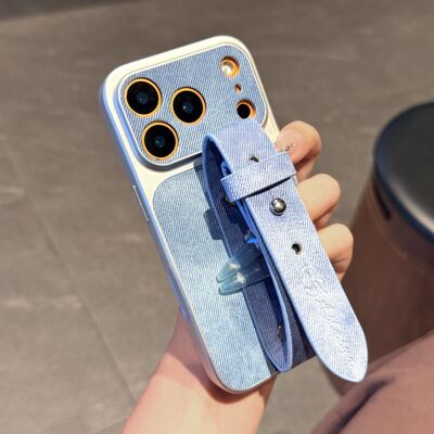 日系ins风腕带牛仔支架适用苹果17promax手机壳1415plusiPhone16