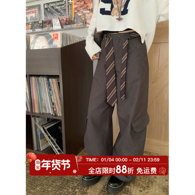 HuoHuo复古工装口袋休闲裤女