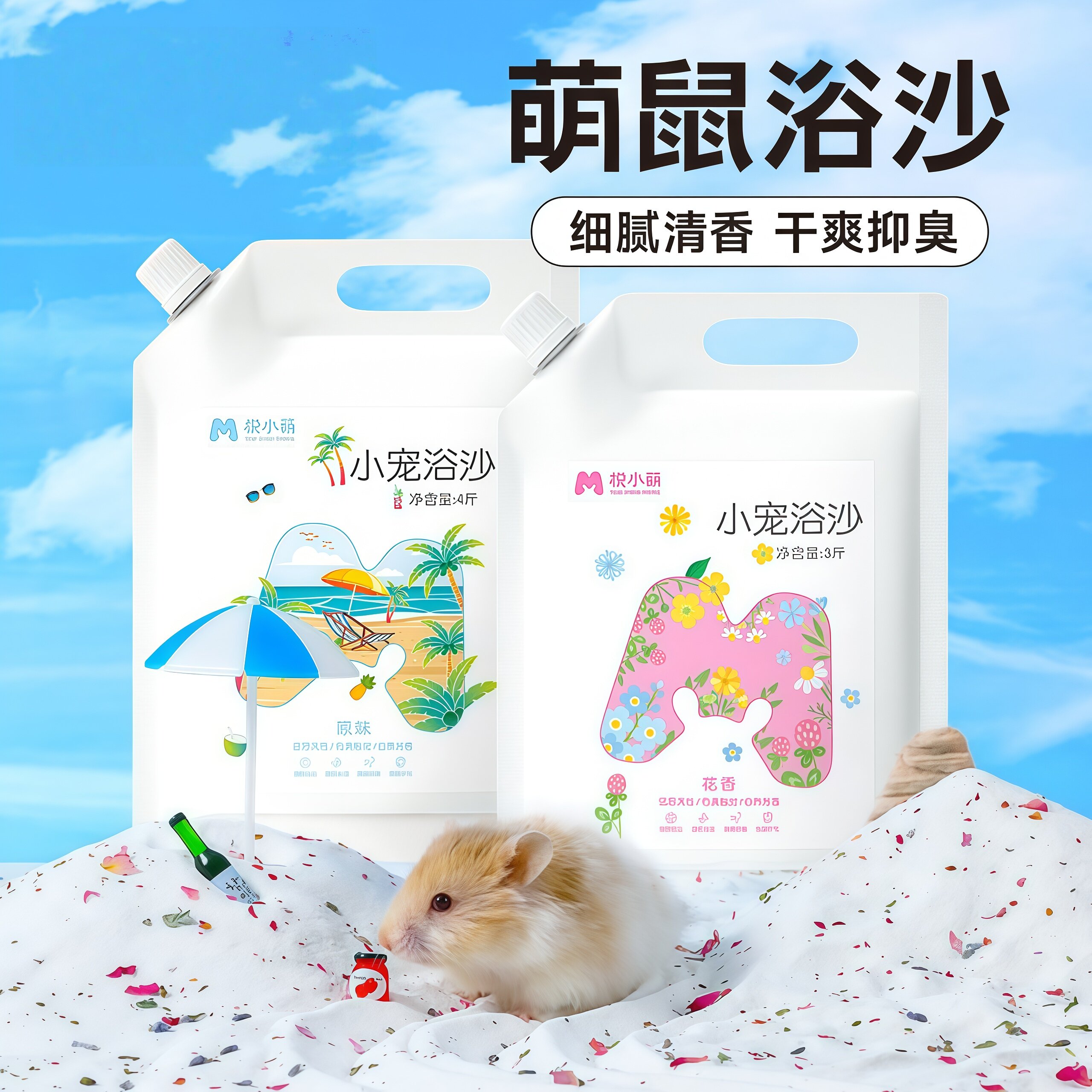仓鼠浴沙尿砂二合一金丝熊荷兰猪用品厕所沐浴洗澡除臭小宠用垫料