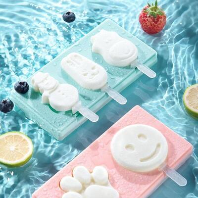 Silicone Ice Cream Mold Popsicle Siamese Molds with Lid DIY