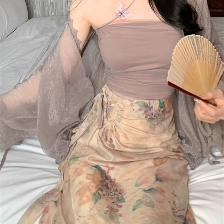 新中式国风洋装子女夏季小众设计绝美穿搭长裙套装2025新款