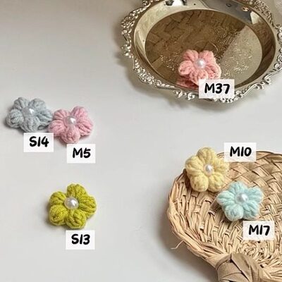 g-23手工花朵钩织手工编织百搭配饰配饰田园风头绳女童发饰花朵