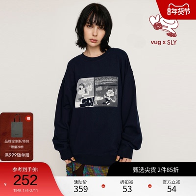 SLY x vug联名 冬季新品oversize印花套头卫衣030HAR01-5571