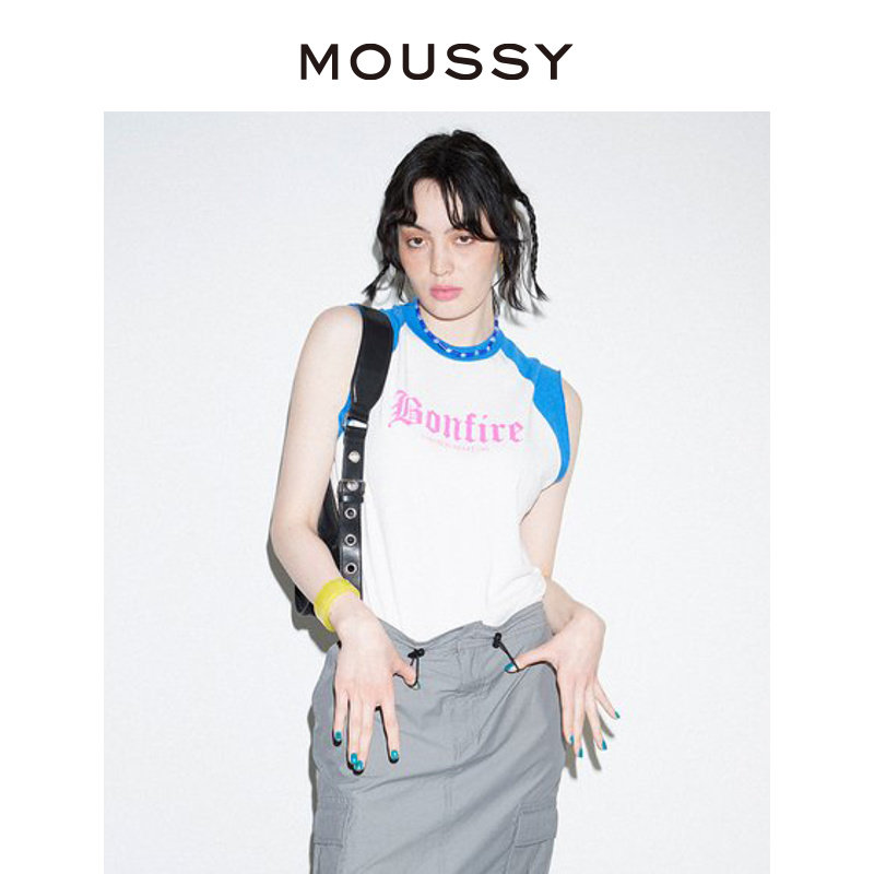 MOUSSY 春夏撞色字母设计中性风休闲背心010GSL90-0460