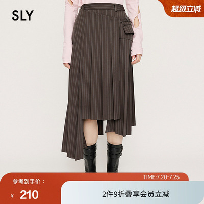SLY 春季通勤风不规则百褶裙不对称半身裙030ISZ31-1061