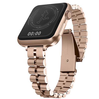 适用iWatch8半圆小三珠不锈钢表带 Watch7654SE金属钢带