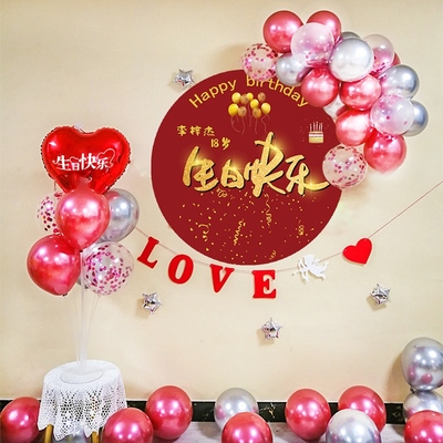 女孩生日搭配套餐女宝一岁派对背景墙布置18岁成人场景气球装扮品