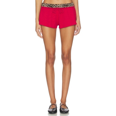 [秋冬新品]Frankies Bikinis红色短裤豹纹腰头辣妹短裤REVOLVE