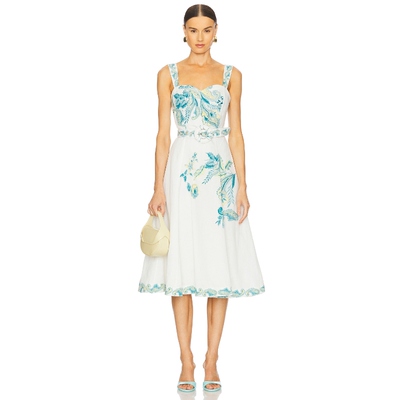 HEMANT AND NANDITA Midi Dress With 白色，蓝色revolve小众新款