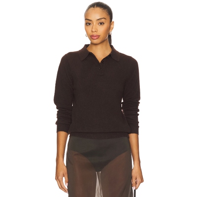 Enza Costa Knit Cashmere Polo Sweater 巧克力色REVOLVE小众新