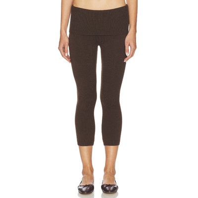 Frankies Bikinis棕色七分裤针织罗纹简约修身卡普里裤REVOLVE