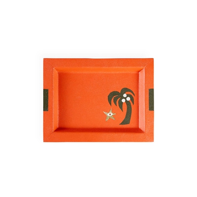 Jonathan Adler Playa Leather Rectangle Tray 橙色REVOLVE小众