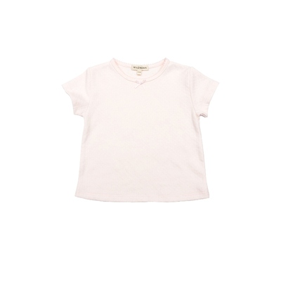 Wild Wawa Kids Pointelle Short Sleeve Tee 粉色REVOLVE小众新