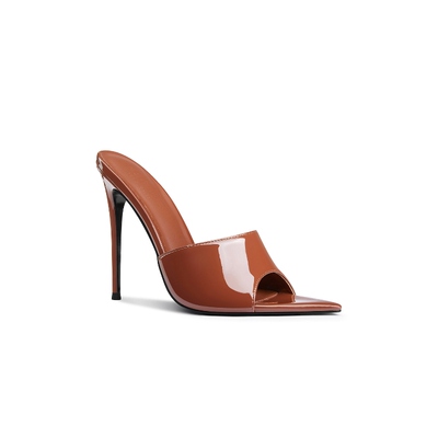 [春季新品]FEMME LA漆皮细高跟鞋棕色简约风凉鞋REVOLVE