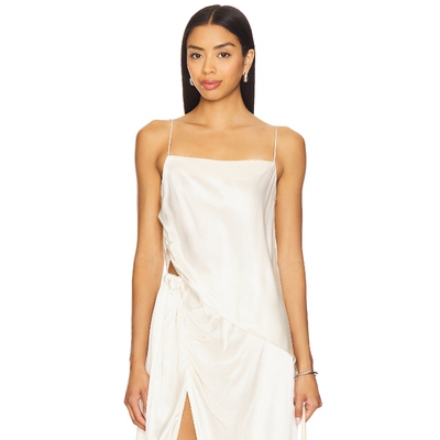 LAMARQUE白色抹胸吊带背心极简风修身短款无袖小衫REVOLVE