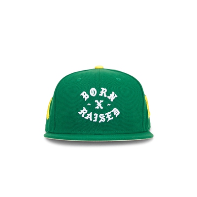 Born x Raised绿色刺绣平檐棒球帽美式西海岸硬顶潮帽REVOLVE