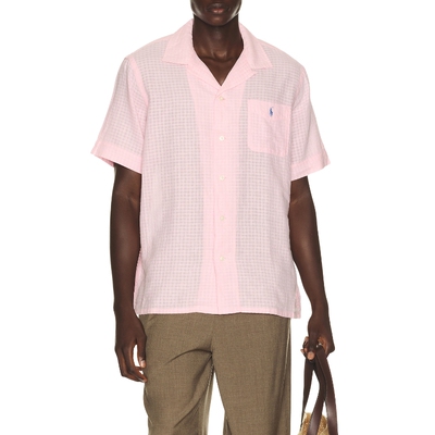 Polo Ralph Lauren浅粉上衣格纹翻领休闲衬衫早秋新品REVOLVE