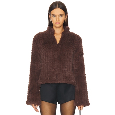 HEARTLOOM 夹克 棕色环保皮草复古风春季外套REVOLVE小众新款