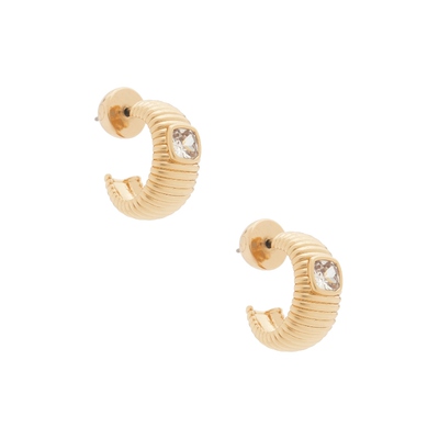 Ettika RIBBED EMERALD MEDIUM HOOPS 圆环耳饰 金属金色REVOLVE